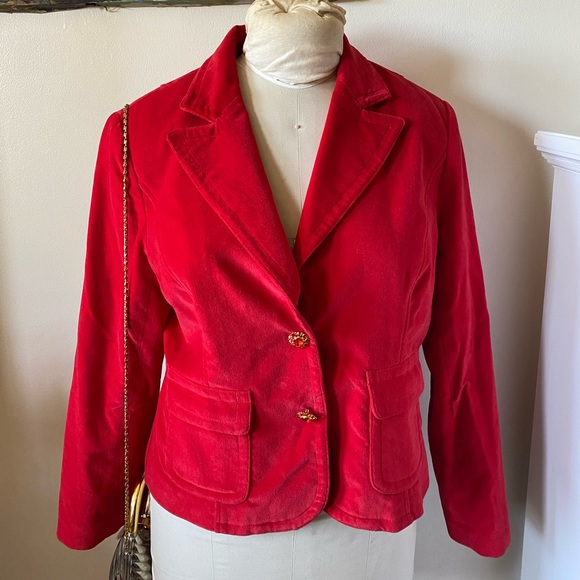 Bay Studio | Tops | Vintage Bay Studio Career Petite Red Velvet Blazer ...